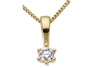 4041633993143 - Ketten-Anhänger FIRETTI Schmuck Geschenk Gold 750 Halsschmuck Anhänger Halskette Solitär Schmuckanhänger Gr 01 ct P2 = erkennbare Einschlüsse Gelbgold 585-Diamanten 035 g gelb (gelbgoldfarben gw=getöntes weiß) Damen Anhänger mit Brillant in Krappenfassung