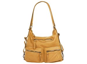 4260543053888 - Shopper SAMANTHA LOOK Damen Gr B H T 34cm x 33cm x 13cm onesize gelb Leder vintage Taschen echt Leder Made in Italy