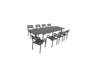 4041908125330 - Alu Tischgruppe NEREA Set 9-tlg Garten Sitzgruppe Outdoor Schwarz Metall Möbel