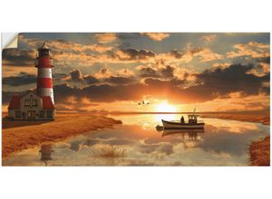 4062144319055 - Wandbild ARTLAND Maritime Idylle beim Leuchtturm Bilder Gr B H 60 cm x 30 cm Wandaufkleber - Vinyl Gebäude 1 St orange Bild Kunstdruck Kunstdrucke Bilder als Leinwandbild Wandaufkleber oder Poster in versch Größen