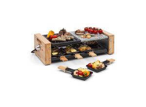 4060656103995 - Chateaubriand Nuovo Raclette 1200W Aluminium   Stein 8 Personen Holz-Dekor - Schwarz - Klarstein