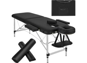 4061173214539 - Tectake - 2 Zonen Massageliege mit Polsterung Massagerollen und Aluminiumgestell - Massageliege Massagetisch Massagebank mit Lagerungsrollen und
