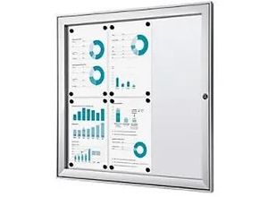 8595578357707 - SHOWDOWN Abschließbarer Schaukasten Magnetisch 741 (B) x 696 (H) cm Silber 6 x DIN A4