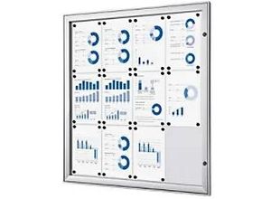 8595578316582 - SHOWDOWN Abschließbarer Schaukasten Magnetisch 961 (B) x 1004 (H) cm Silber 12 x DIN A4