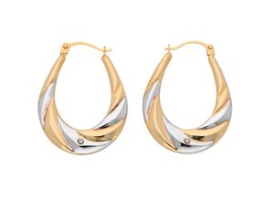 9008005187383 - Paar Creolen VIVANCE Creolen bicolor Ohrringe Gr Gelbgold 375 gelb (gelbgold 375) Damen Creolen 2x Diamant = 001ct