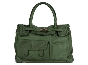 4262427390508 - Shopper SAMANTHA LOOK Damen Gr B H T 41cm x 29cm x 16cm onesize grün Leder leicht glänzend unifarben Taschen echt Leder Made in Italy