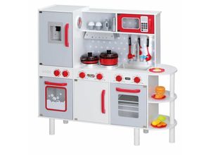 4251777201206 - - Kinder Küche mit Sound Holz Zubehör 38tlg Backofen Abgerundete Kanten Höhenverstellbar Uhr Kinderküche Spielküche Spielzeugküche Lernspiel