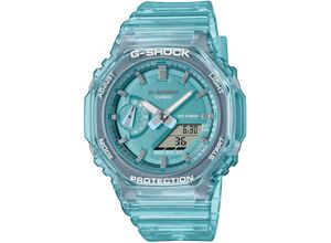 4549526328800 - Chronograph CASIO G-SHOCK GMA-S2100SK-2AER Armbanduhren blau (türkis transparent) Damen Quarzuhren Quarzuhr Armbanduhr Damen Herren digital bis 20 bar wasserdicht