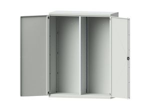 4014641095505 - eurokraft pro Schwerlastschrank JUMBO aus Stahlblech Leerschrank mit Mitteltrennwand lichtgrau lichtgrau