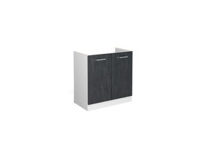 4066731405091 - Livinity Spülenunterschrank R-Line Schwarz Beton Weiß 80 cm ohne Arbeitsplatte