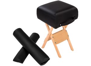 4260182872758 - tectake® Hocker mit 2 Lagerungsrollen aus Holz und Kunstleder gute Polsterung leichte Reinigung