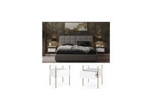 4066731351220 - Nachtschrank Mira Weiß Gold 40 x 50 cm 2er Set Ablage Nachtkommode modern