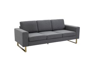 4250871264476 - Polstersofa als 3-Sitzer dunkelgrau gold 200 x 82 x 78 cm (BxTxH) Sitzmöbel Stoffsofa Couch Polstermöbel Wohnzimmer