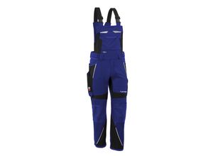 4059737000155 - Arbeitshose iron in kornblau schwarz Größe 72 - moderne Latzhose - funktionaler Blaumann - kornblau schwarz - 72 - Qualitex