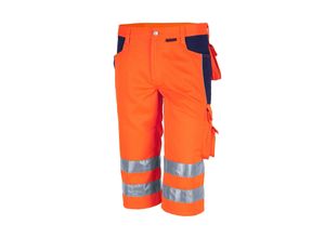 4046987035952 - ArbeitsshortsPRO Warnschutz in warnorange marine Größe 64 - kurze Arbeitshose - Warnschutz für PROfessionals - warnorange marine - 64 - Qualitex