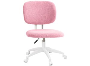 4255633542618 - Bürostuhl Ergonomischer Schreibtischstuhl Höhenverstellbarer Computerstuhl ohne Armlehne Drehstuhl für Arbeitszimmer Samt Rosa - Rosa - Vinsetto