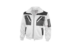 4046987029791 - Arbeitsjacke zweifarbig in weiß grau Größe 4XL - modische Pilotenjacke - ideale Übergangsjacke - weiß grau - 4XL - Qualitex