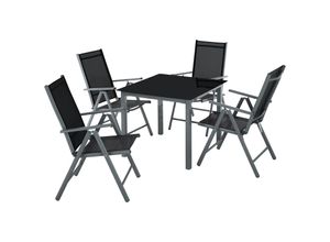 4061173125873 - tectake® Sitzgruppe mit Aluminiumgestell für 4 Personen UV-beständig Tisch mit Sicherheitsglasplatte und Ausgleichsschrauben