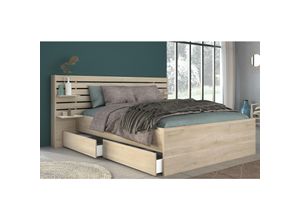 3480940298885 - - Bett mit Stauraum - 140 x 190 200 cm - Holzfarben - tenalia ii