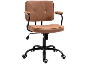 4251774958301 - Bürostuhl mit Rollen braun 61L x 58B x 82-91H cm computer-schreibtisch stuhl für zuhause bürostuhl mit rollen