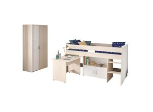 4251105908272 - Multifunktionsbett mit Kleiderschrank Charly 5 Akazie-Weiß