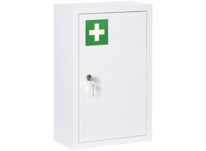 4255633514134 - Medizinschrank Apothekerschrank mit 3 Schichten Abschließbarer Arzneischrank Medikamentenschrank mit 2 Schlüsseln Wand-Medizinbox Stahl Weiß