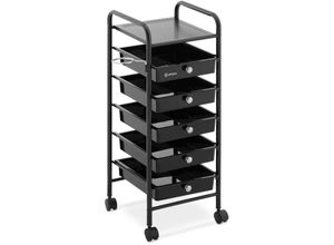 4062859101129 - - Rollbarer Friseurtrolley Friseurwagen Kosmetikwagen 5 Schubladen 10 kg schwarz