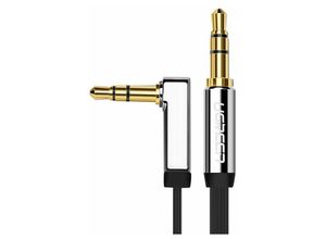 6957303815999 - Ugreen 2m Winkelstecker Aux Kabel 35 mm Klinke Eingang Miniklinke für Lautsprecher Android Handy Tablet Autoadio PC Anlage Hifi Silber