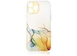 4252021335265 - Cofi 1453 - Design Marble Case Handy-Hülle Cover mit Marmormuster Kameraschutz kompatibel mit iPhone 13 Orange