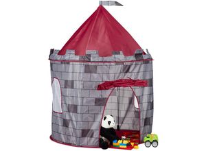 4052025224578 - Spielzelt Ritterburg Kinderzelt Jungen Ritterzelt für Kinder ab 3 Jahre HxBxT 125 x 105 x 105 cm grau - Relaxdays