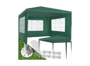 4061173244253 - tectakeÂ® - Gartenpavillon Partyzelt Baraban 3x3m mit 3 Seitenteilen - grün