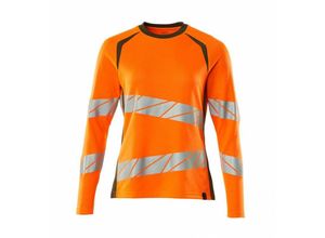 5711074803392 - T-Shirt Langarm Damenpassform T-shirt Gr 3XLONE hi-vis orange moosgrün - Mascot