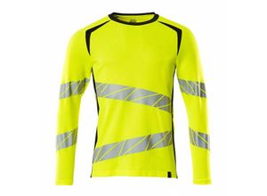 5711074813391 - T-Shirt Langarm moderne Passform T-shirt Gr 4XLONE hi-vis gelb schwarzblau - Mascot