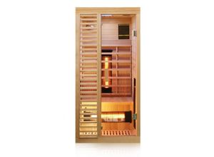 4251575100053 - Dewello - Infrarotkabine Infrarotsauna Hamlin inkl Vollspektrumstrahler für 1 Person - LED-Farblicht - Wärmekabine mit Radio Bluetooth 90 cm x 90