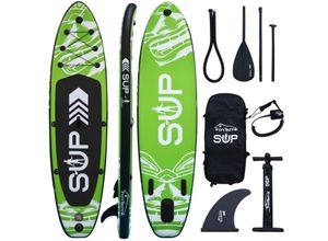 4062048008253 - TroniTechnik® Sup Aufblasbares Stand Up Paddle Board Set Yoga Board Surfboard Kajak Action Cam Ready Pumpe Rucksack 3 Finnen Ventil Kappe