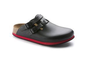 4052001428952 - Clog Kay Superlauf wb Naturleder schwarz rot schmal Größe 37 - Birkenstock