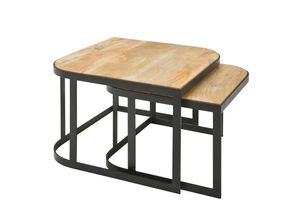 4251745762913 - Massivholz Beistelltische TIMAVO Industrielles Set 60x40x60 cm & 50x35x50 cm Mango-Massivholz Eisen abgerundete Ecken