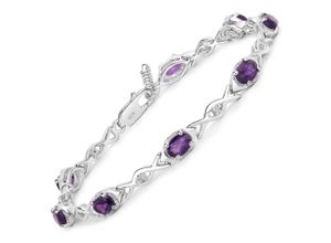 4250877754124 - Armband VIRA JEWELS 925-Sterling Silber rhodiniert Glänzend Amethyst lila Armbänder Gr 19cm Silber 925 (Sterlingsilber) weiß Damen Armbänder Silber