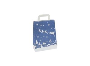 8057714366238 - Papiertragetasche Weihnachten blau weiß gemustert VE 25 Stk LxBxH 280 x 105 x 220 mm ab 20 VE