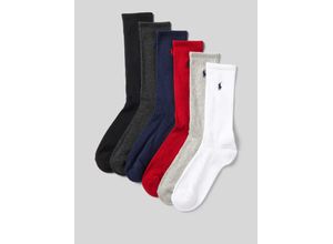 3616414405590 - - Sportsocken im 6er-Pack in Schwarz Rot Marineblau Grau und Weiß mit Polospieler-Logo-Mehrfarbig