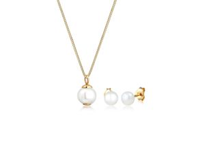 4050878588472 - Schmuckset ELLI Luxuriös Filigran Süßwasserzuchtperlen 925 Silber Schmuck-Sets Gr OneSize goldfarben (gold) Damen Brautschmuck