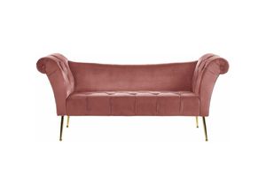 4251682242431 - Beliani - Chaiselongue Rosa goldene Beine Universal mit Samtbezug und Metallfüßen für Wohnzimmer Schlafzimmer Salon Flur Klassisch Retro Modern