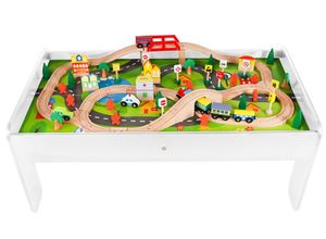 4260360010569 - Coemo Spieltisch mit Holzeisenbahn Multifunktionstisch für Kinder