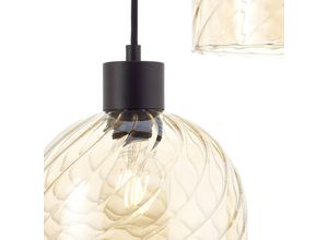 4004353446887 - Pendelleuchte BRILLIANT Casto Lampen Gr 6 flammig 1 St schwarz bernstein 150 x 30 94 cm 6 E27-Fassung kürzbar bernsteinfarbene Gläser