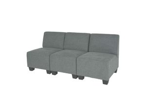 4057651498447 - Modular 3-Sitzer Sofa Couch Moncalieri Stoff Textil ~ grau ohne Armlehnen