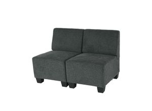 4057651510477 - Modular 2-Sitzer Sofa Couch Moncalieri Stoff Textil ~ anthrazit-grau ohne Armlehnen