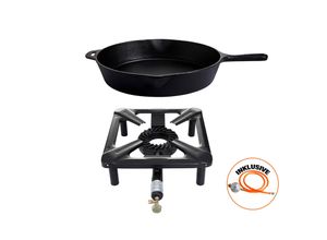 4041571306562 - AllGrill Hockerkocher ohne Zündsicherung Gusspfanne Ø 39 cm Camping Freizeit Profiköche