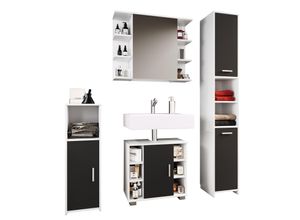 4051814417566 - 4-tlg Badmöbelset Badmöbel Set aus Unterschrank Midischrank Hochschrank und Spiegelschrank Badezimmermöbel - Zalo II