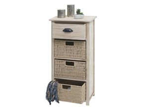 4057651317076 - Kommode MCW-K84 mit Körben Schrank Schubladenschrank Holz FSC-zertifiziert 83x40x29cm ~ natur Körbe hellbraun