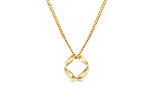 4050878632168 - Kette mit Anhänger ELLI PREMIUM Kreis Design Twisted Gedreht 585 Gelbgold Halsketten Gr 45 ohne Stein Gelbgold 585 Länge 45 cm goldfarben (gold) Damen Ketten mit Anhänger